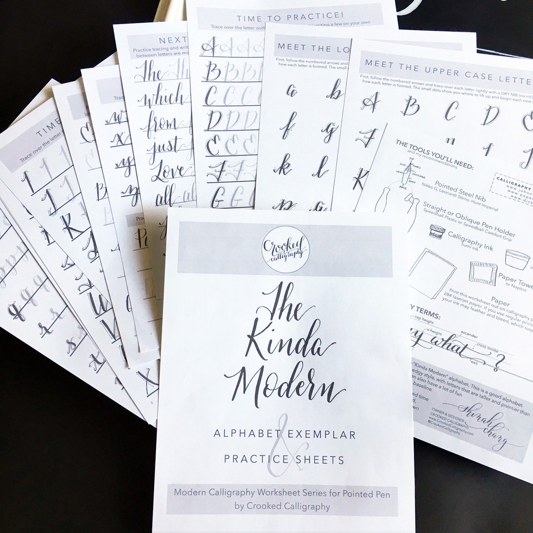 Modern Calligraphy PRINTABLE Worksheet - INSTANT DOWNLOAD - Kinda ...