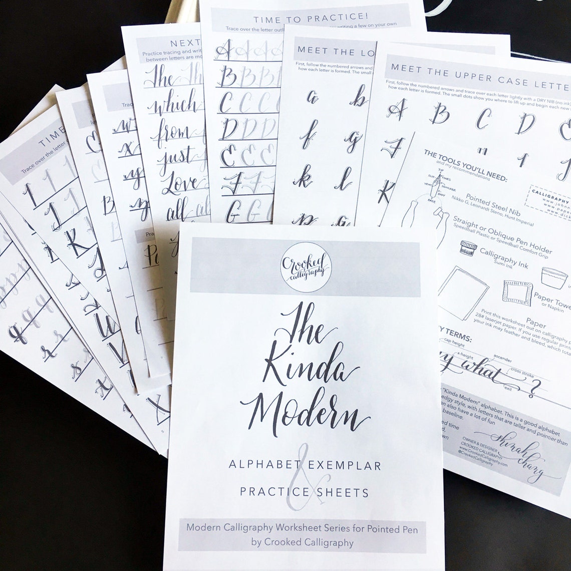 Modern Calligraphy PRINTABLE Worksheet - INSTANT DOWNLOAD - Kinda ...