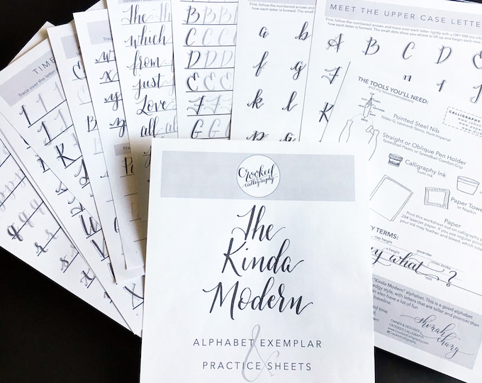 Modern Calligraphy PRINTABLE Worksheet INSTANT DOWNLOAD - Etsy