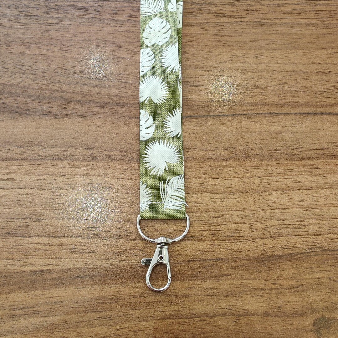 Green Hessian Ribbon Lanyard. Plants Monstera Badge Holder. Flower ...