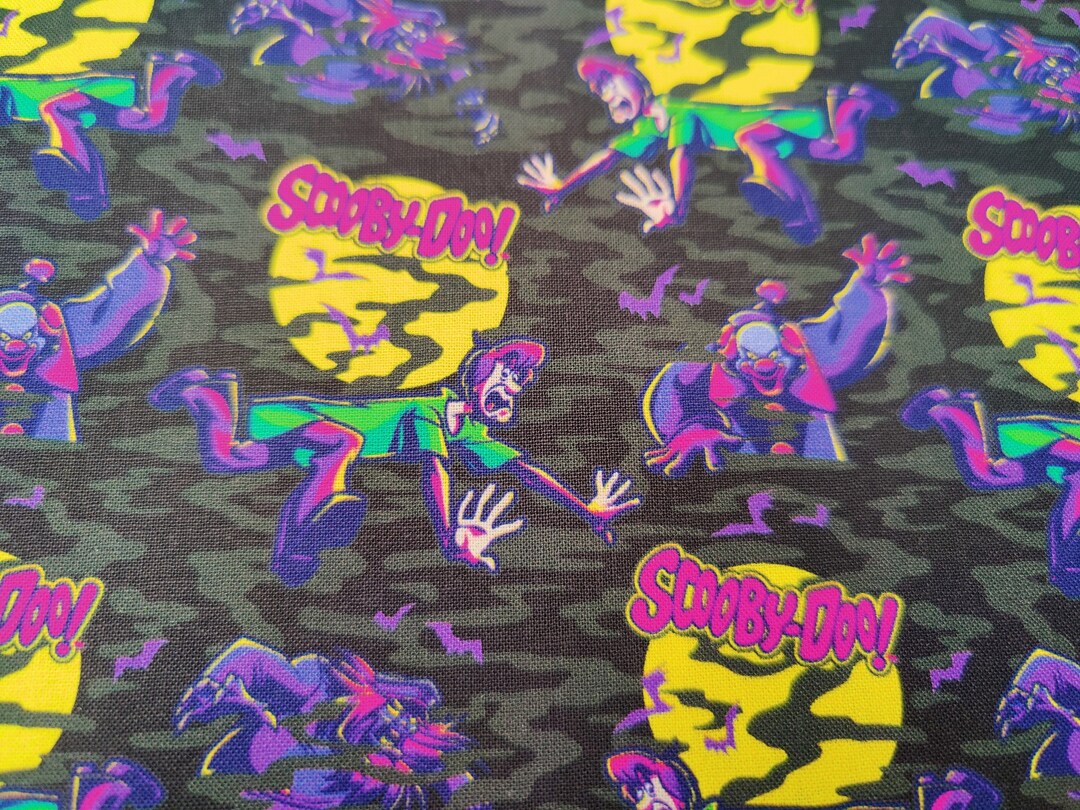 Purple Scooby Doo Fabric, Cartoon Network Scary Clown Style Fabric ...