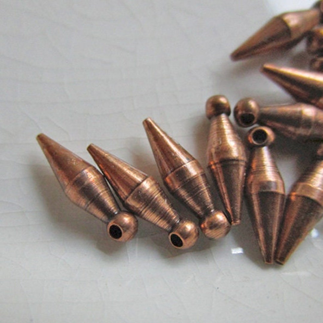 Vintage Copper-plated Brass Bicone Drops With Ball-shaped Ring, 11mm X ...