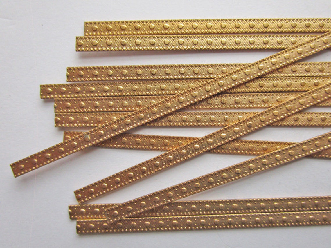 12 Pieces Vintage Brass Gallery Wire With Dot Pattern 3mm X 6 | Etsy