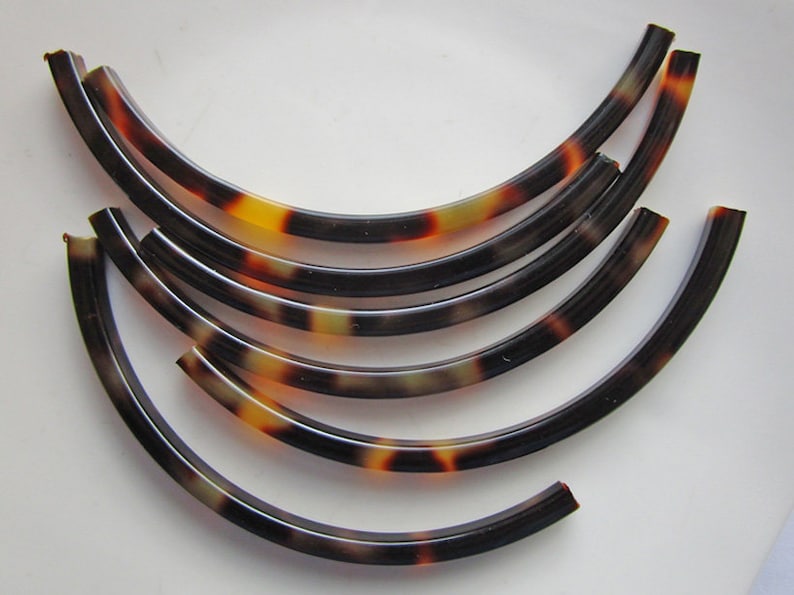 6 Tortoiseshell Plastic Curved Pieces 73mm X 4mm - Etsy