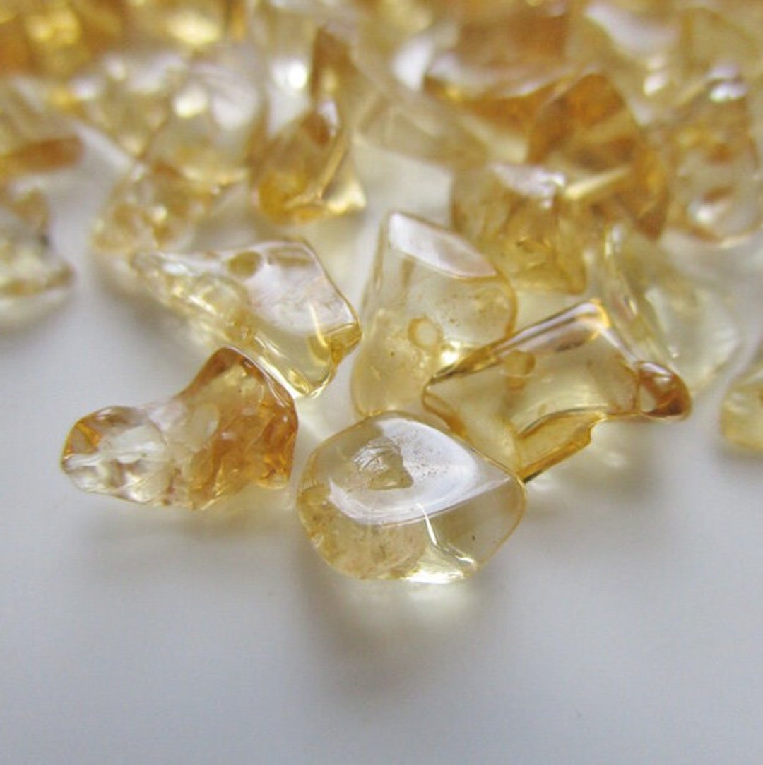116 Translucent Golden-yellow Glass Chip Beads, Mixed Sizes and Shapes ...