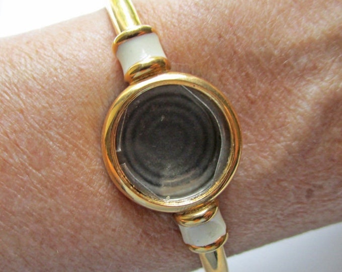 Vintage Gold Metal Hinged Bracelet Watch Band With Porcelain Detail - Etsy