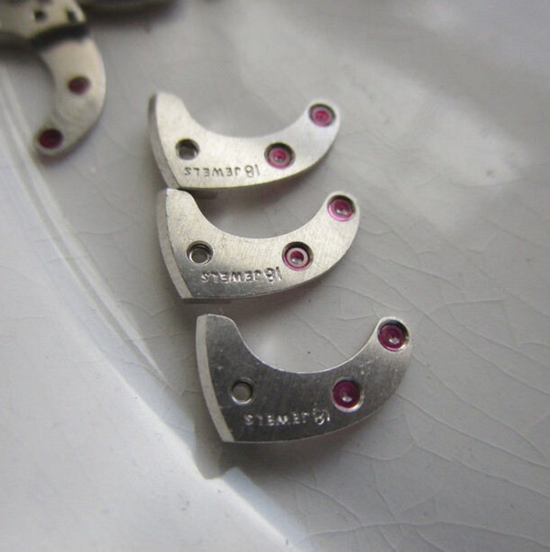25 Vintage Watch Parts Rhodium-plated Brass With Ruby Glass - Etsy