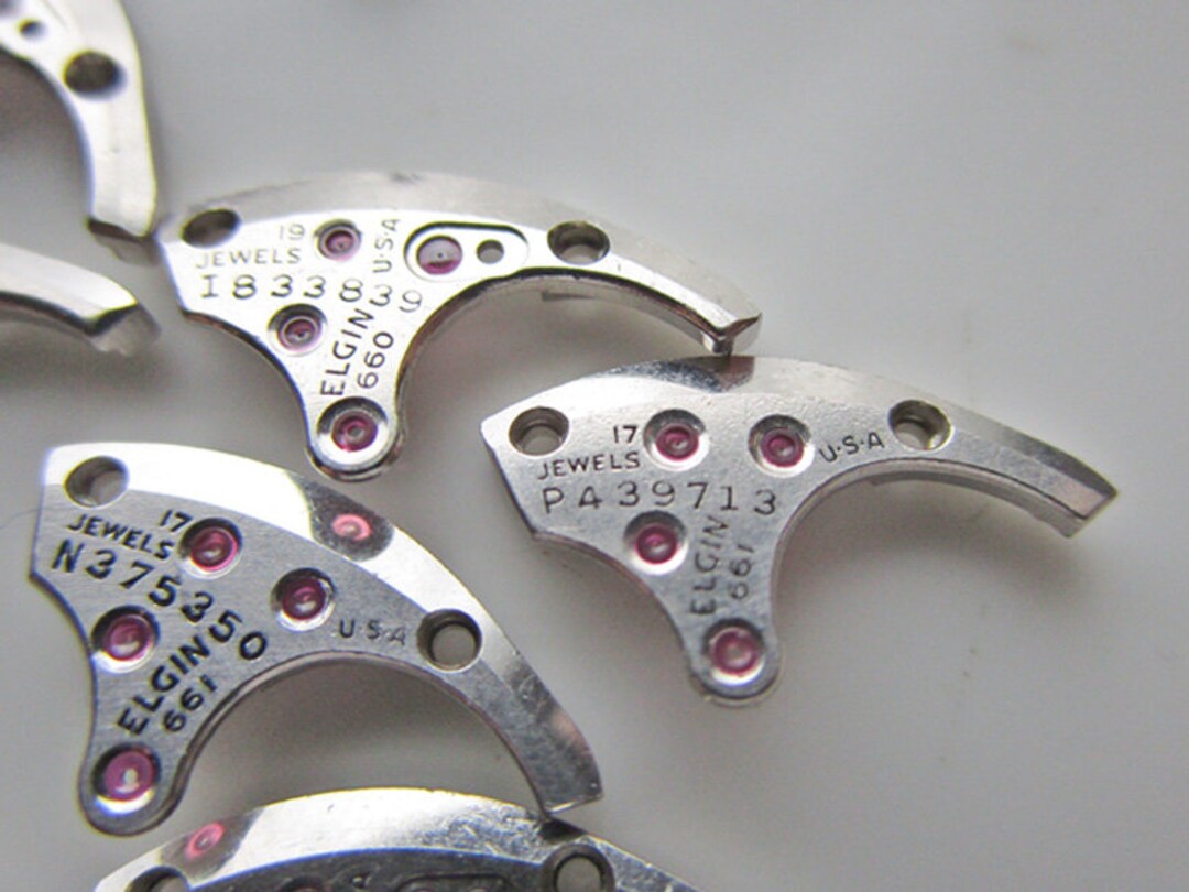 25 Vintage Rhodium-plated Brass Watch Parts With Ruby Glass - Etsy