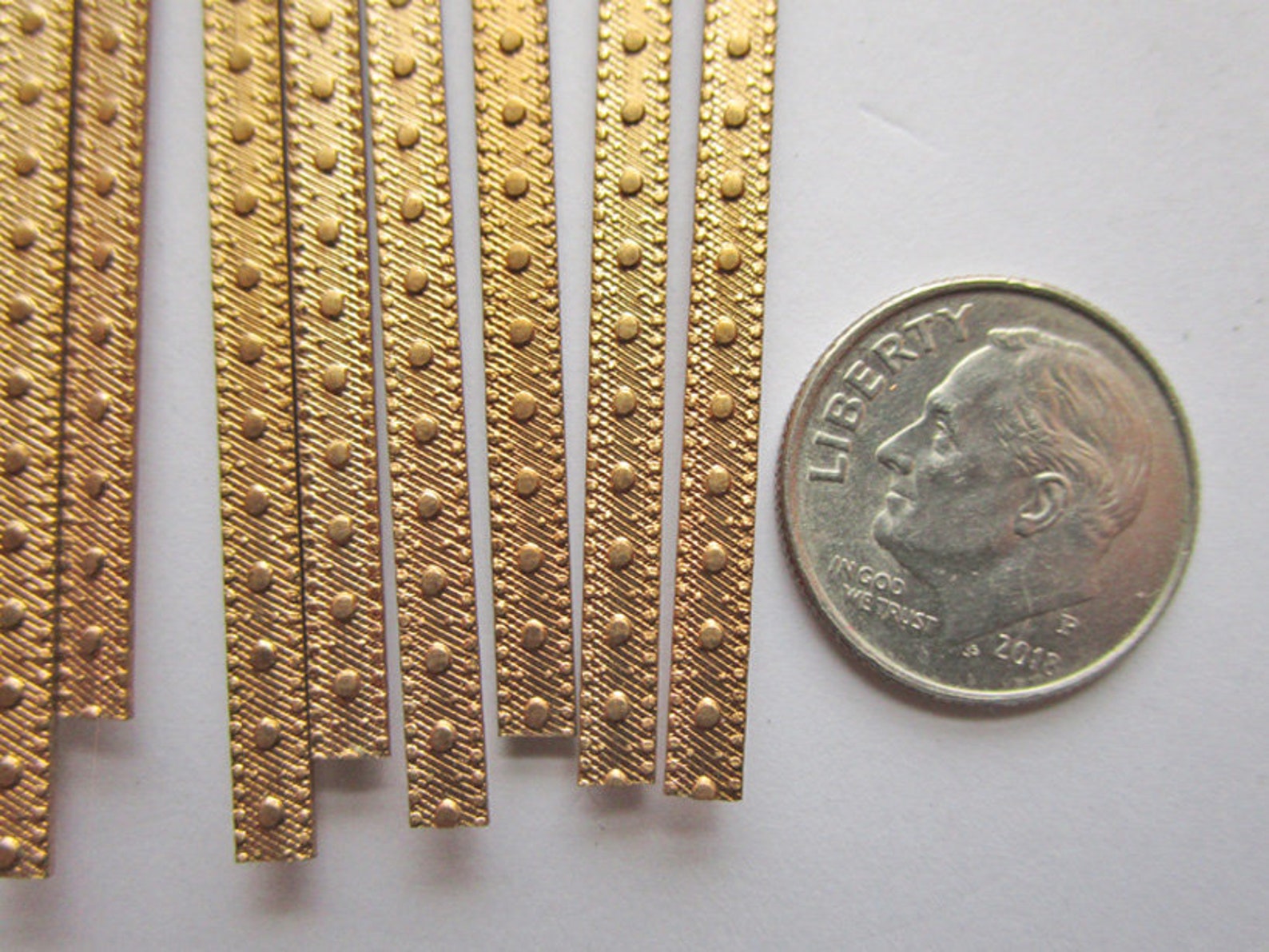 12 Pieces Vintage Brass Gallery Wire With Dot Pattern 3mm X 6 | Etsy