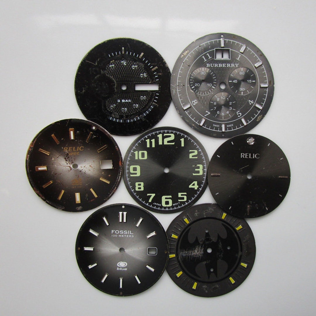 7 Vintage Watch Faces, Mixed Lot Black and Gray, 29mm to 36mm Round - Etsy