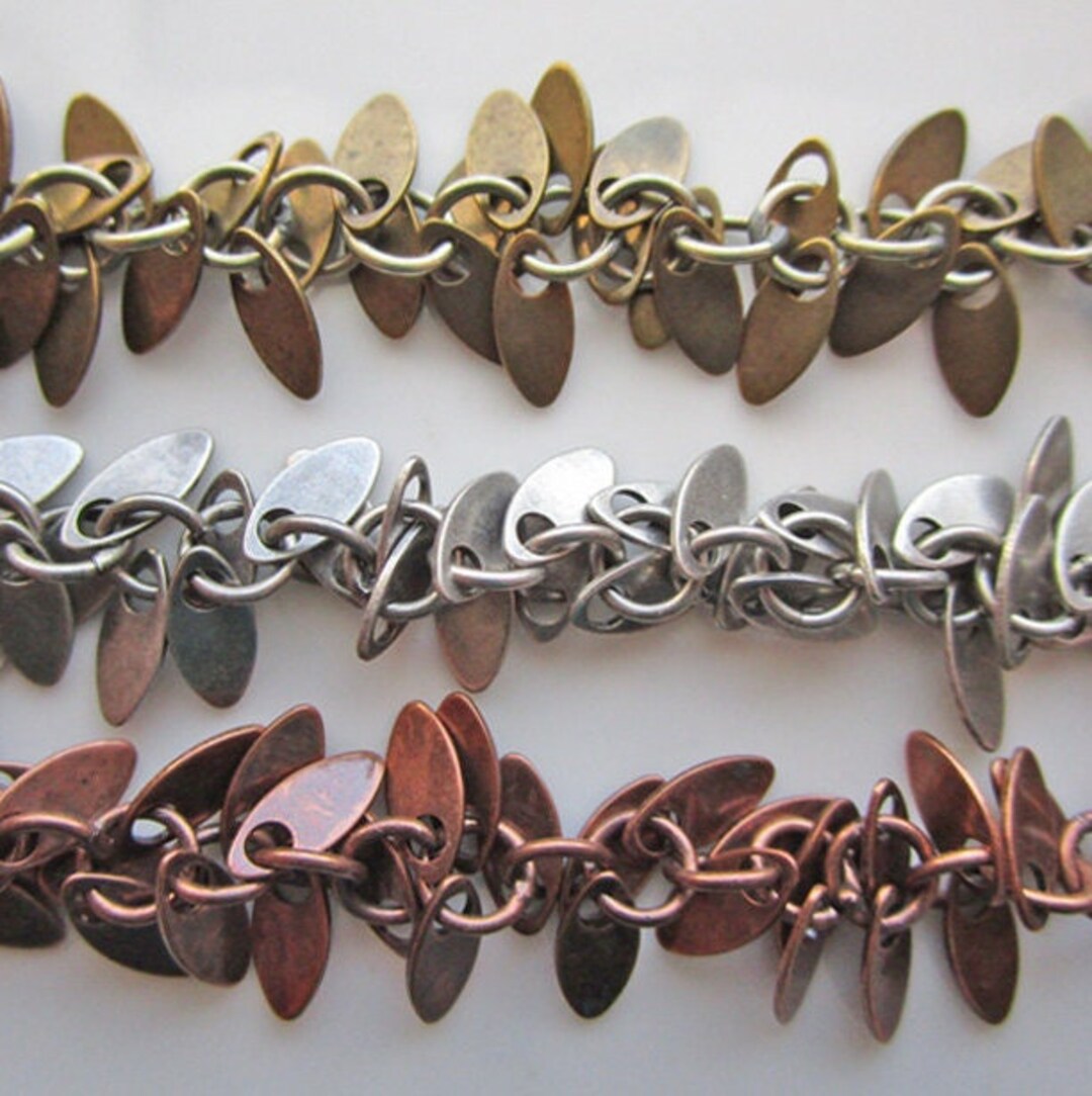 Vintage Brass Chain With Oval Danglesraw Brass, Antiqued Silver or ...