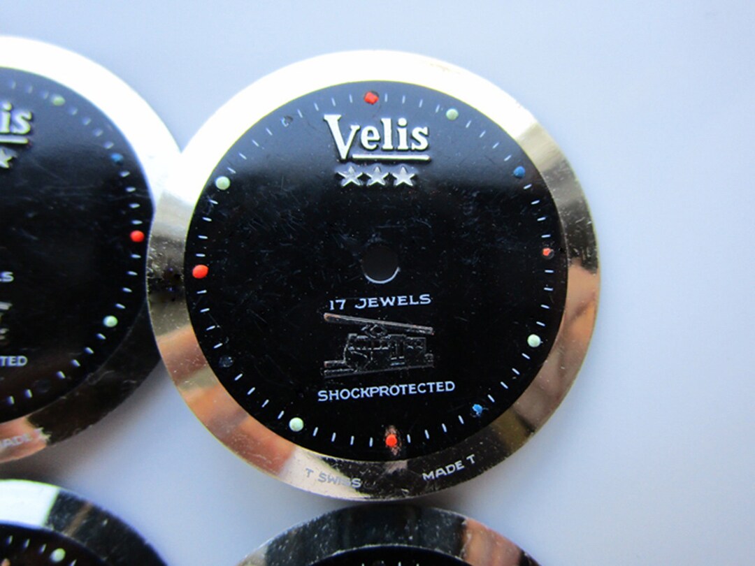 6 Vintage Watch Faces, Velis Brand, Silver and Black, 27mm - Etsy