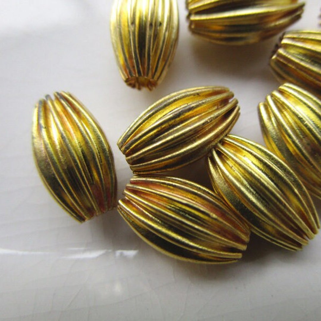 12 Corrugated Brass Melon-shaped Beads, 10mm X 6mm - Etsy