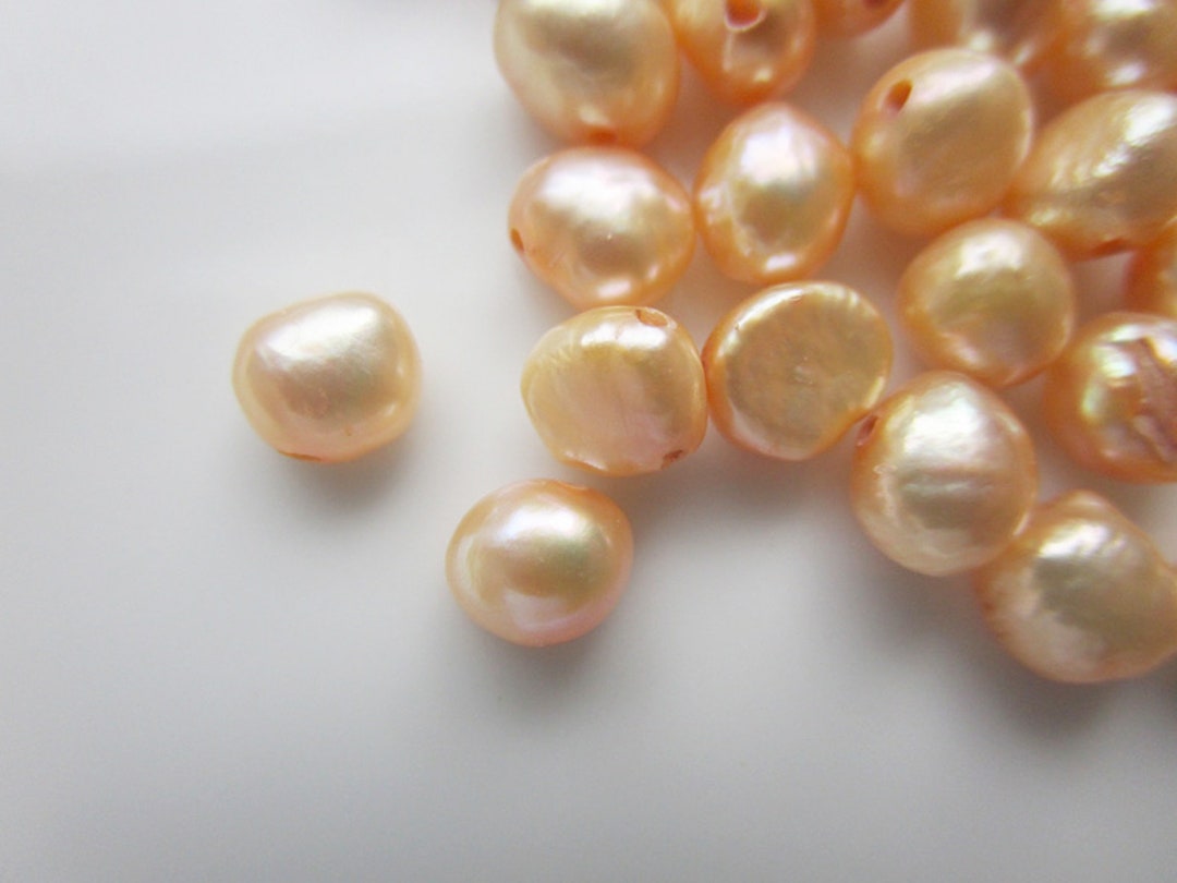 75 Peach Freshwater Nugget Pearls, 6mm Top Side-drilled - Etsy