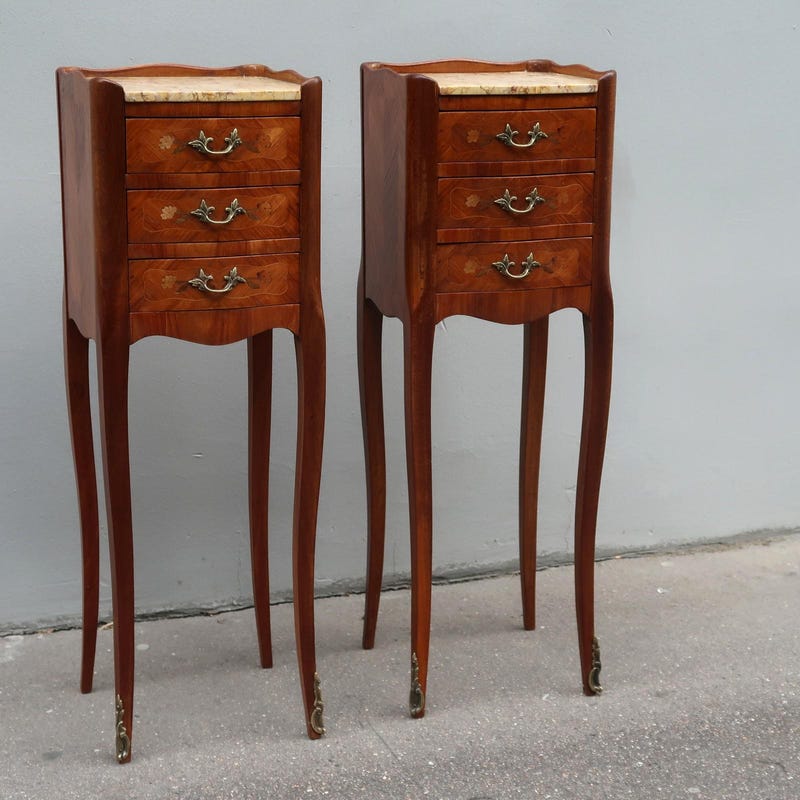 French Inlaid Nightstands - Etsy