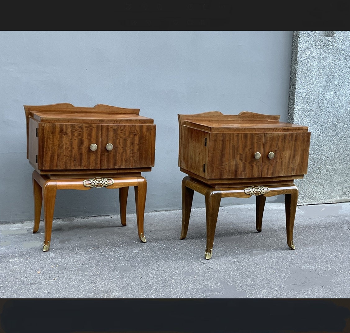 Pair of Large French 1930 Art Deco Side Tables or Nightstands Etsy