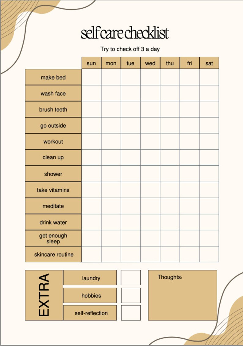 Self-care Planner Printable Mindfulness Tracker Self-love Tracker ...