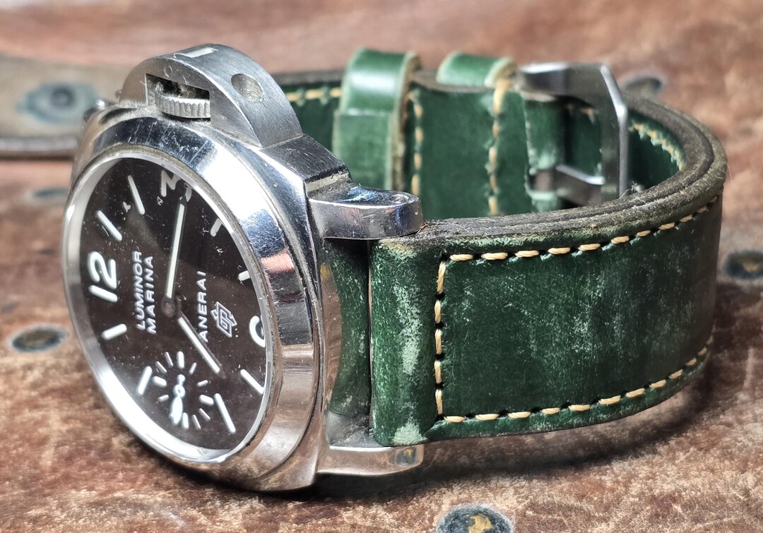 Leather Strap Green Color Custom Made for Panerai - Etsy