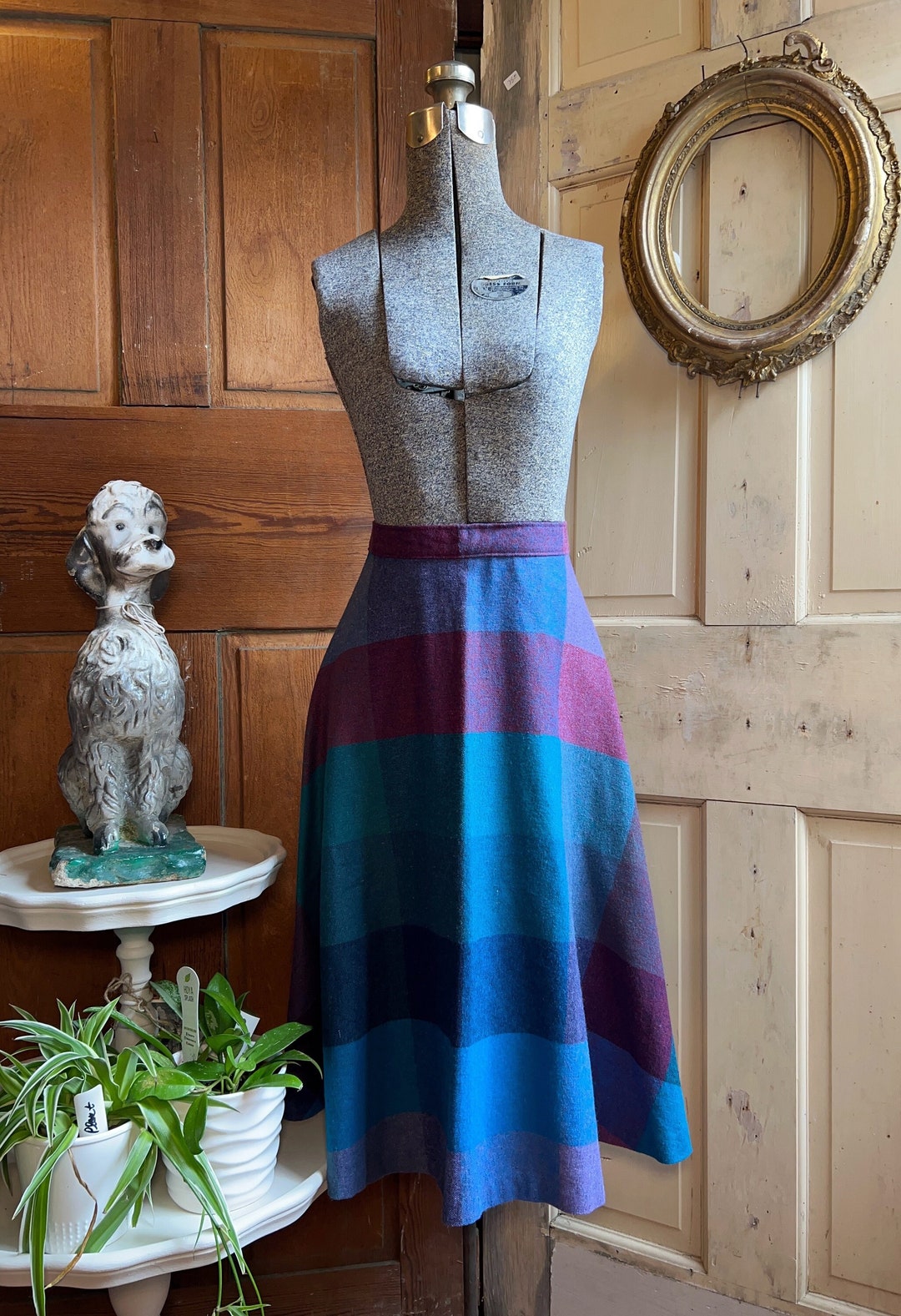 Vintage 1960s Wool Plaid Circle Skirt Wrangler Etsy