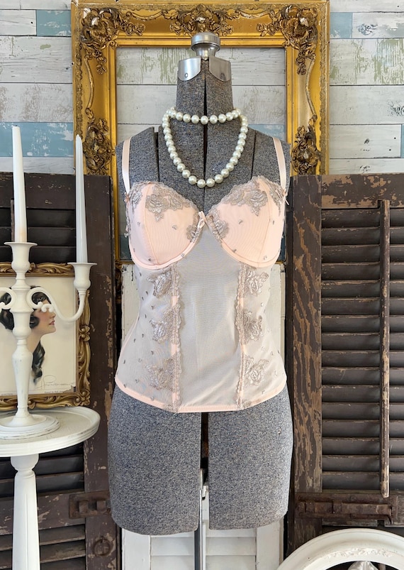 Vintage bustier corset pink - Gem