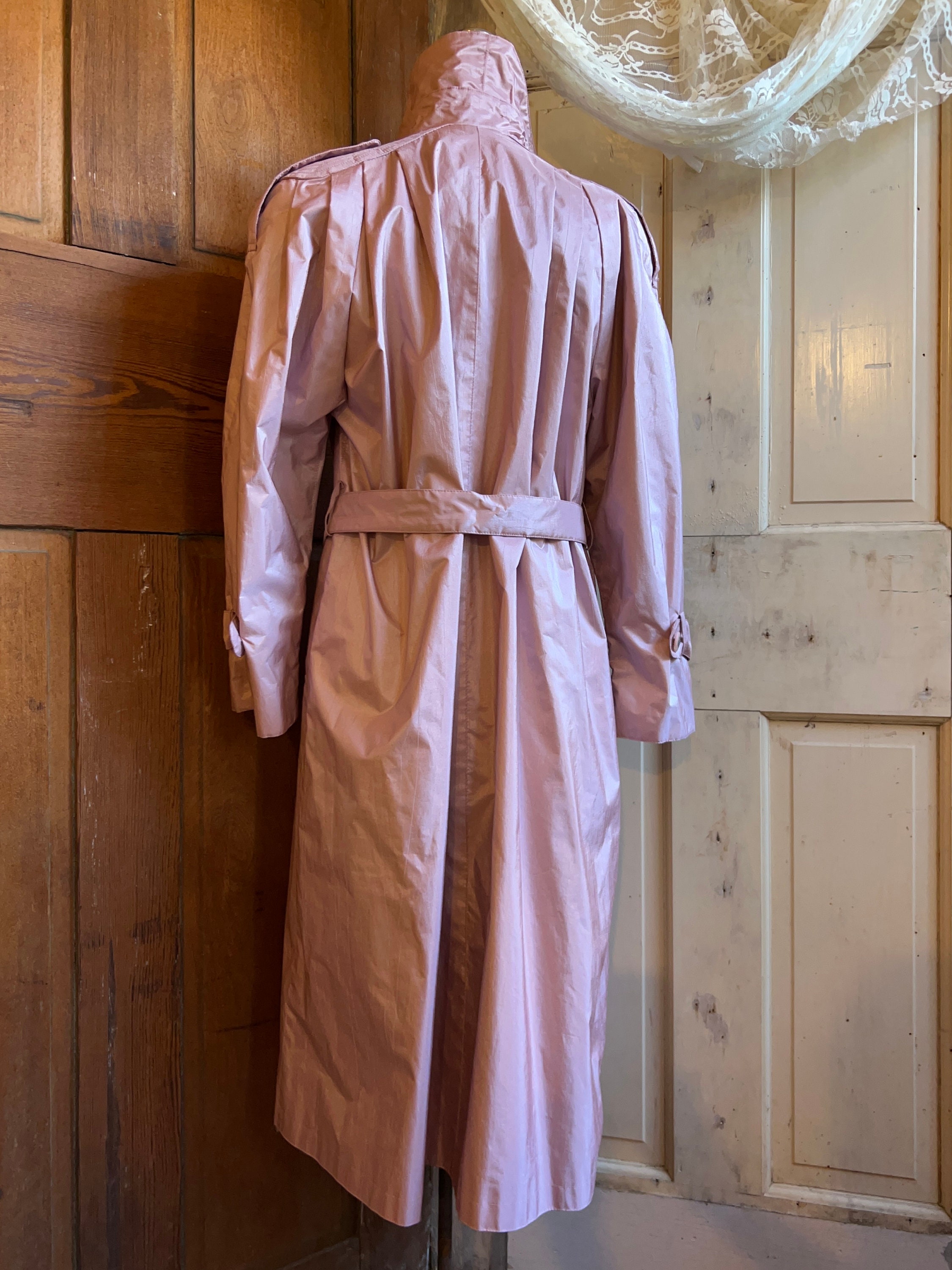 Vintage 1980s British Mist Pink Trench Coat Raincoat - Etsy