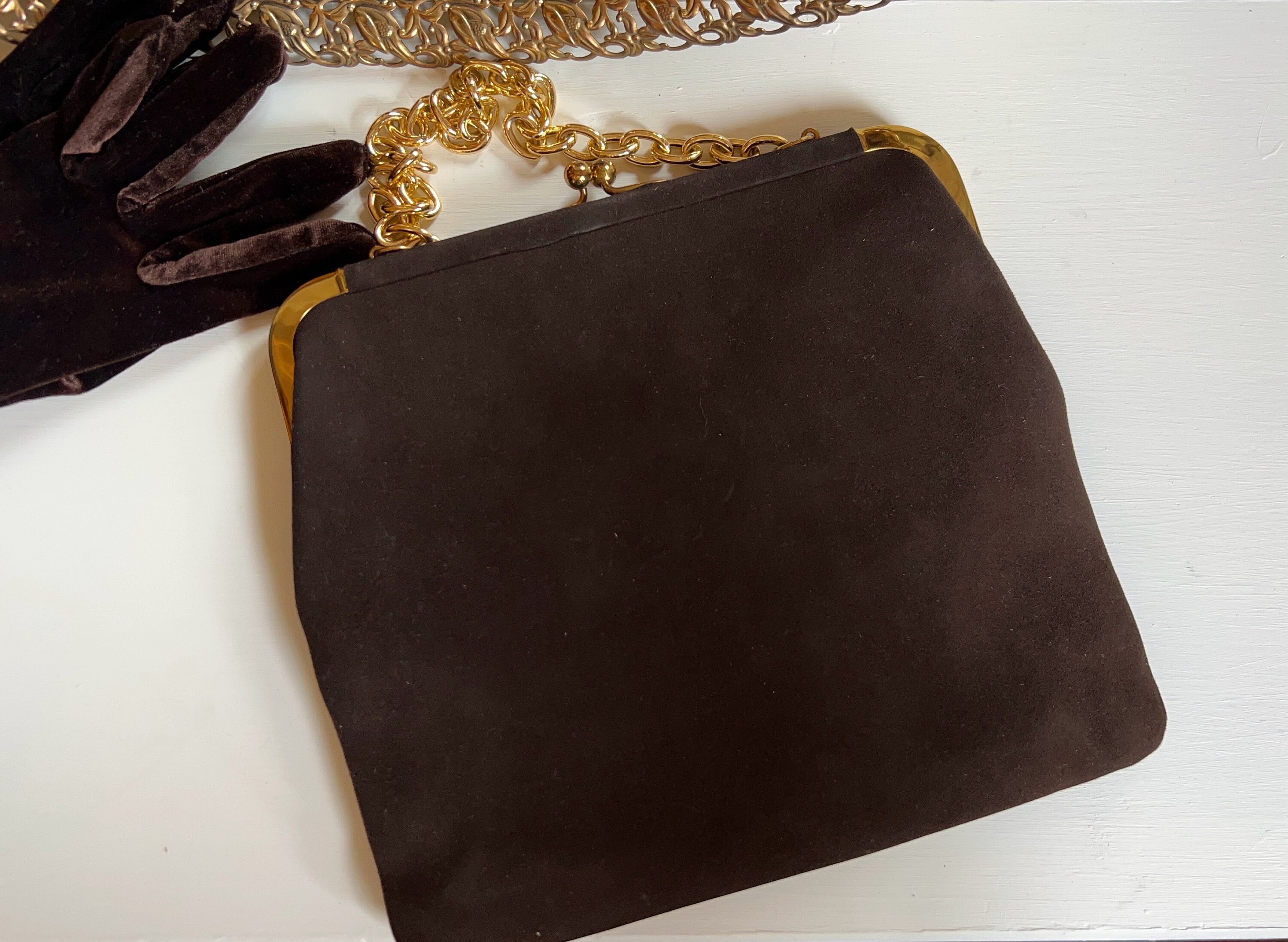 Vintage 1950s Brown and Gold Ingber Handbag Evening Bag - Etsy