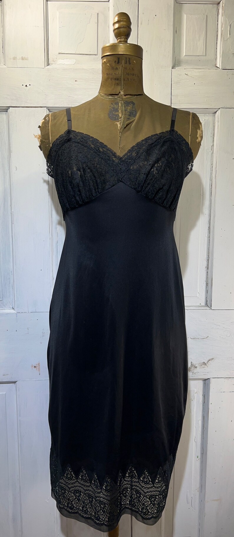 Vintage Full Slip, 1950s Black Slip Dress, Van Raalte, Nylon and Lace - Etsy