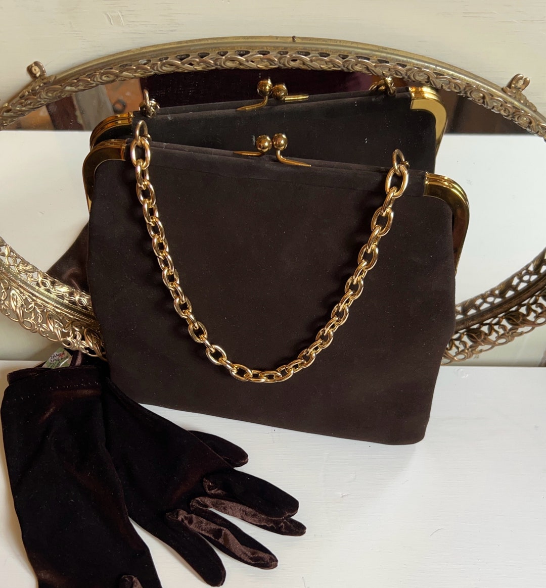 Vintage 1950s Brown and Gold Ingber Handbag Evening Bag - Etsy