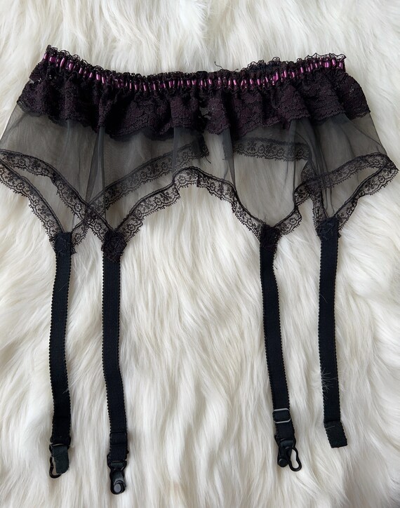 Vintage 1960s lingerie set, garter set, black underwe… - Gem
