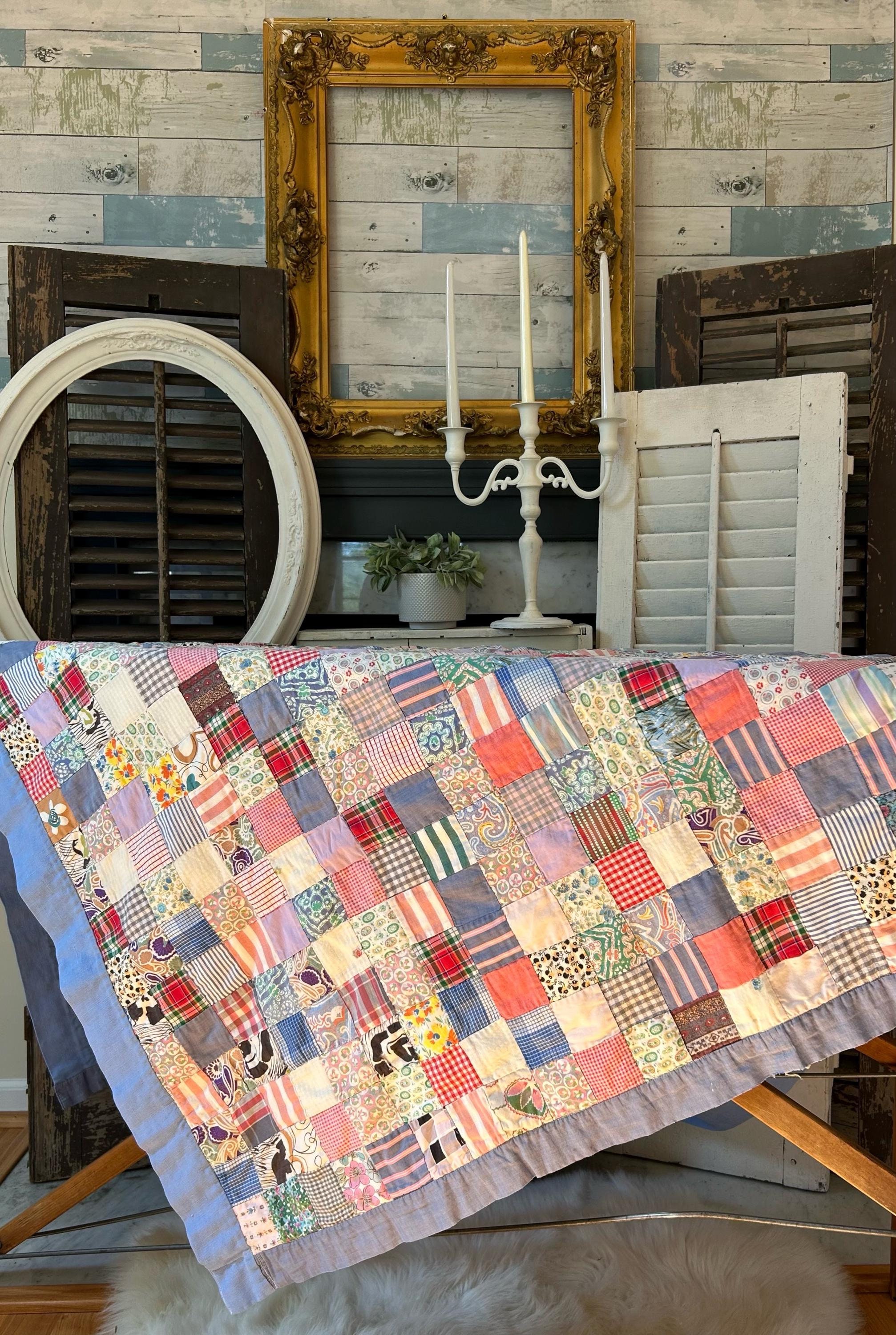 Vintage 1930s Handmade Postage Stamp Throw Quilt - Etsy