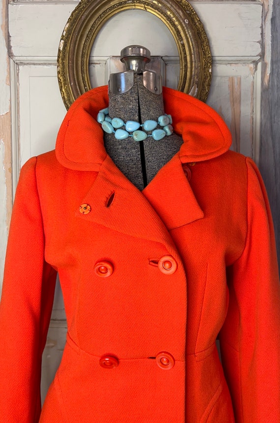 Vintage 1960s mod orange wool double breasted coat - Gem