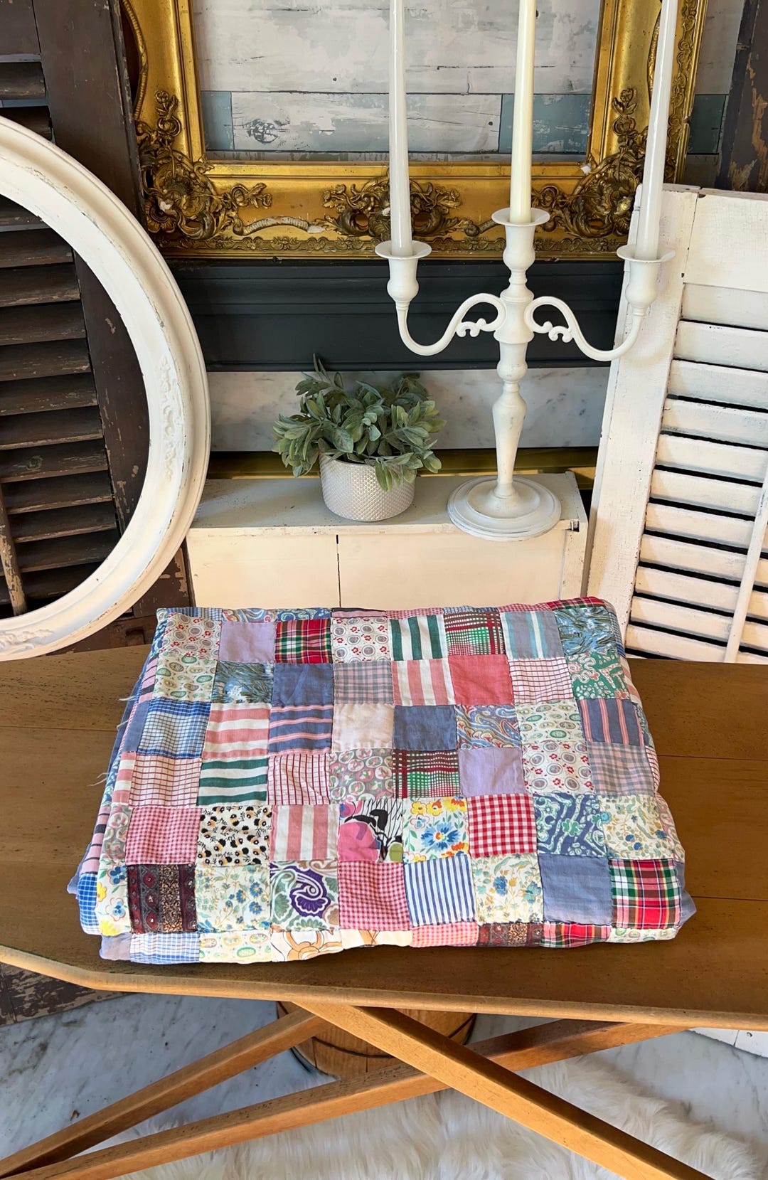 Vintage 1930s Handmade Postage Stamp Throw Quilt - Etsy