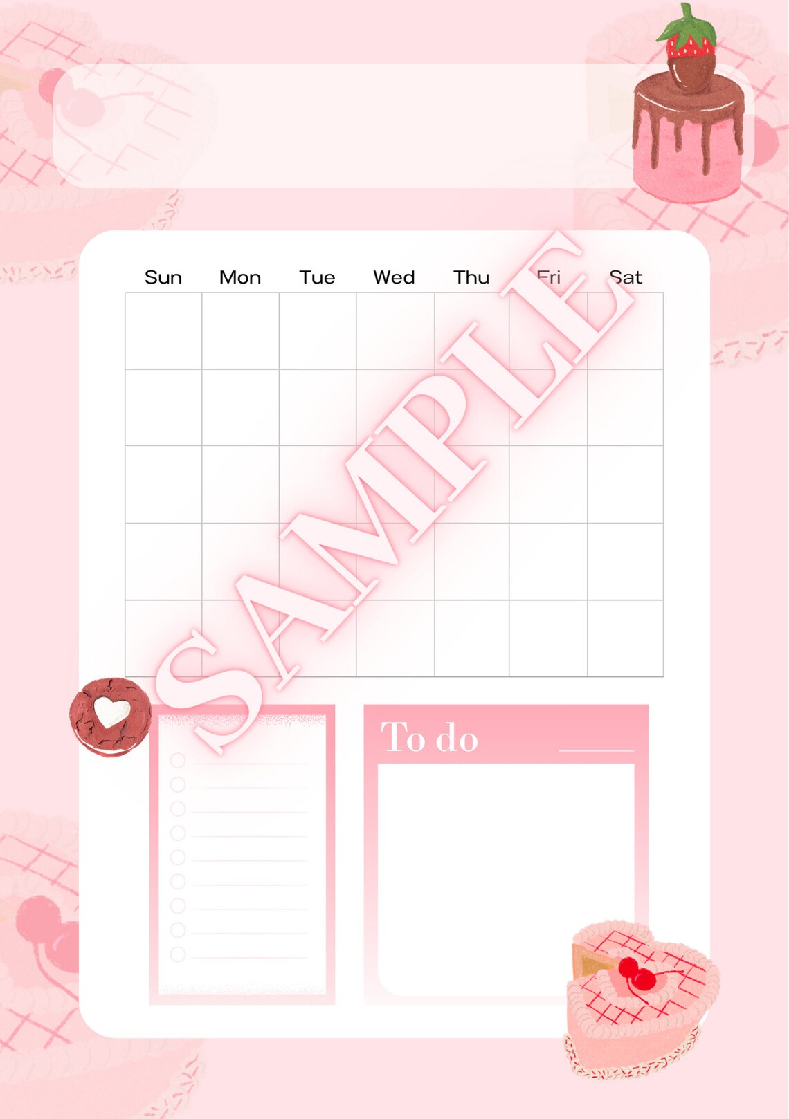 A5 Digital Open Printable Calendar Cute Undated Calendar Cute Blank ...
