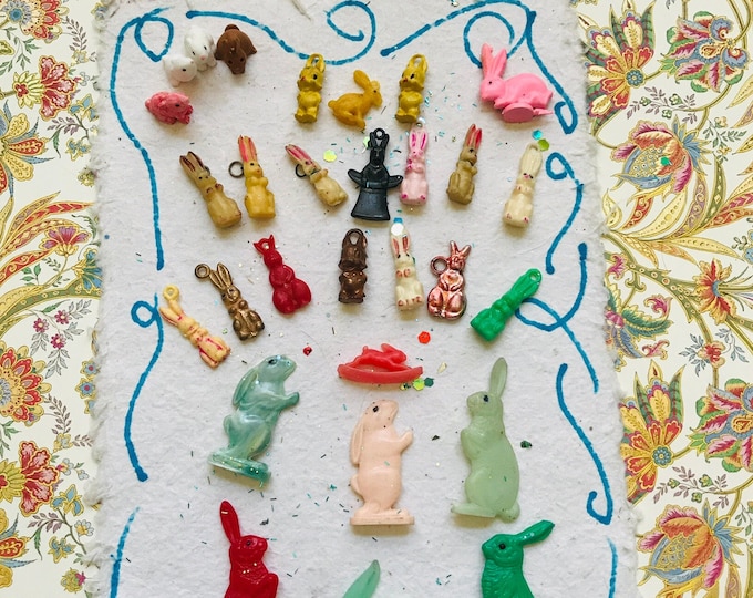 Cracker Jacks Charms, Set of 25 Toy Bunny Rabbits, Celluloid, Metal ...