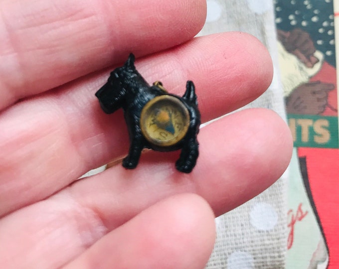 Cracker Jack Toy Charm, Celluloid Black Scottie Dog Compass Charm, Rare ...
