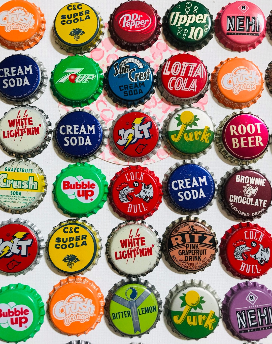 Soda Pop Caps, Set of 40, Craft Supplies, Bottle Cap Crafts, Vintage ...