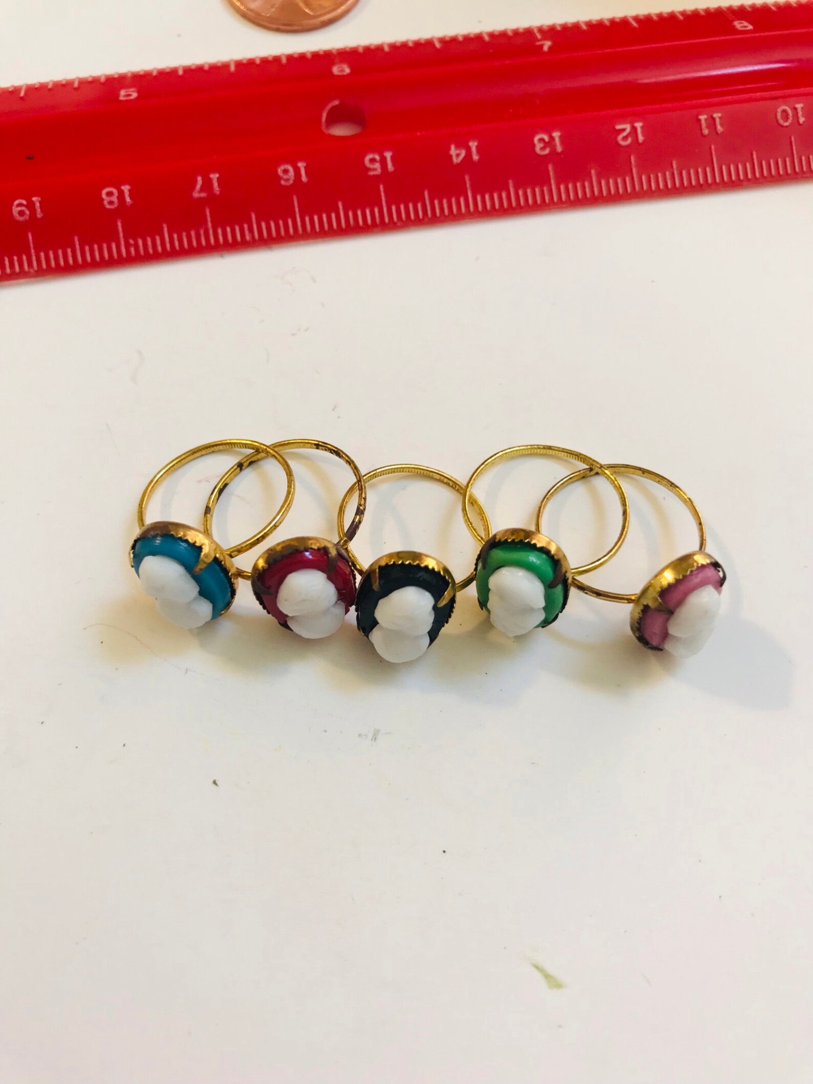 Cracker Jack Prize Czech Glass Cameo Rings Miniature Toy | Etsy