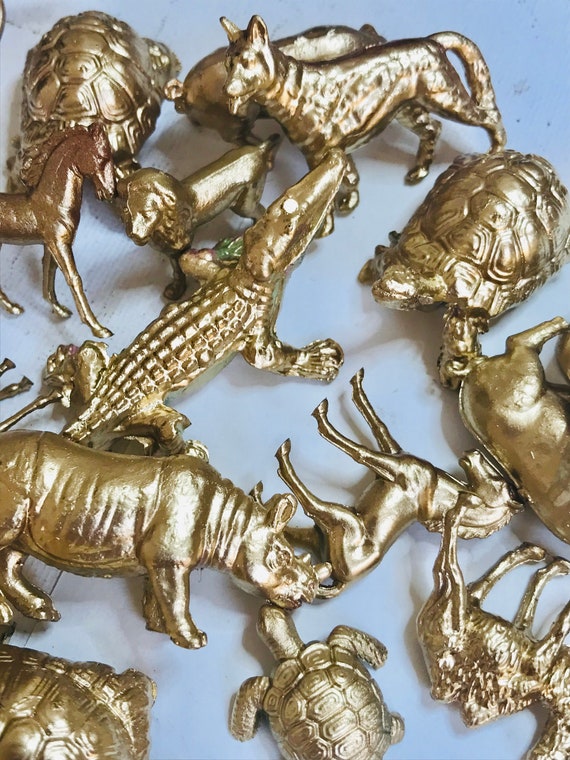 Gold Miniature Animals Lions Tigers Pigs Wild Animals - Etsy
