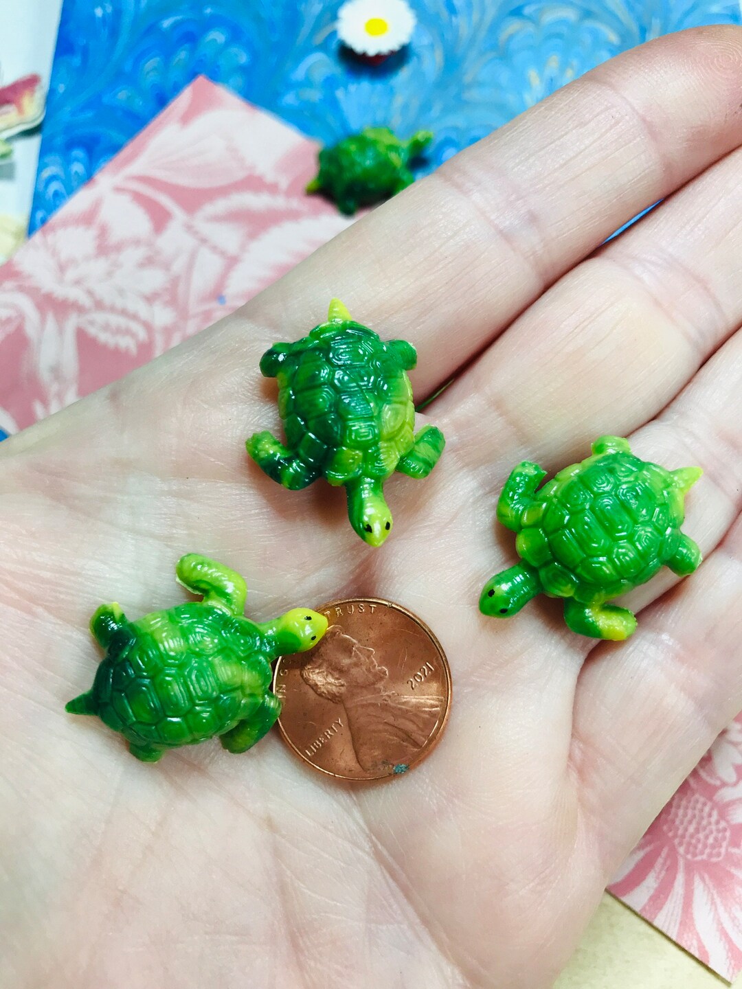 5pc. Miniature Sea Turtles, Die-cast Plastic, Fairy Garden, Dollhouse ...