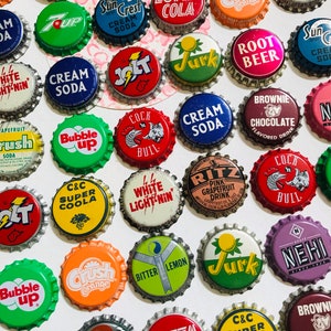 Soda Pop Caps, Set of 40, Craft Supplies, Bottle Cap Crafts, Vintage ...
