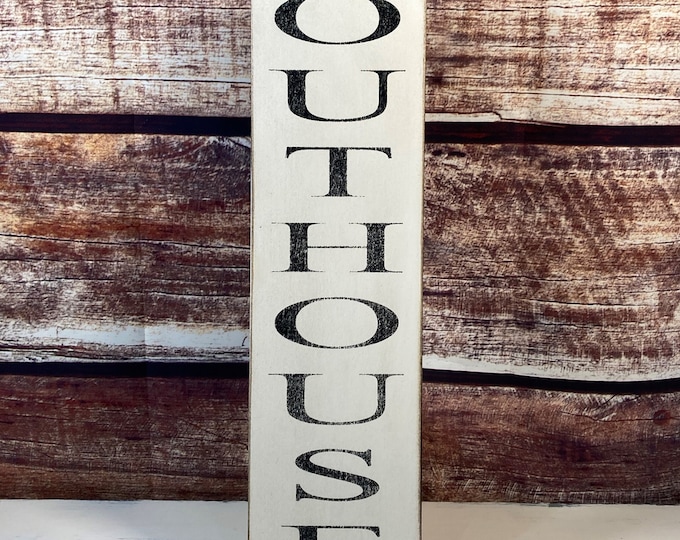 Outhouse Sign, Vertical Primitive Outhouse Sign Vintage Outhouse Sign ...