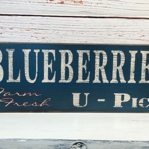 Blueberries Farm Fresh U Pick Primitive Wood Sign Rustic Sign | Etsy