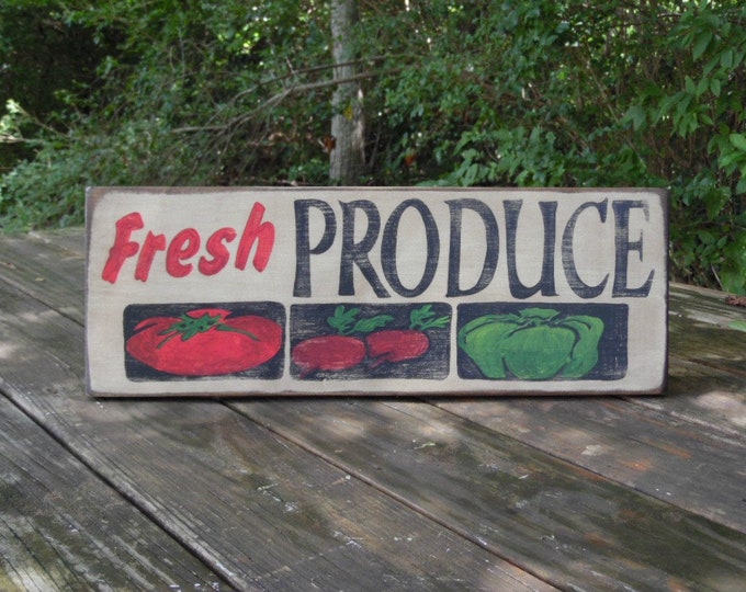 Fresh Produce Primitive Signs Rustic Fresh Produce Sign Farm Sign ...
