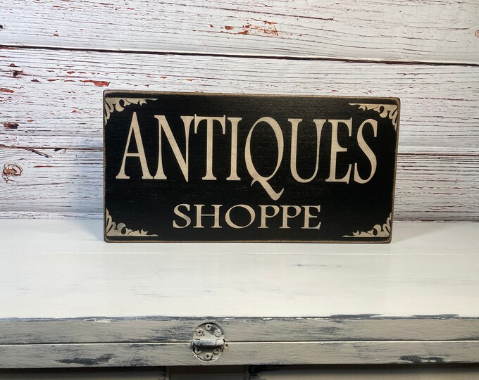 Antiques Shoppe Primitive Signs, Handmade Rustic Signs, Distressed ...