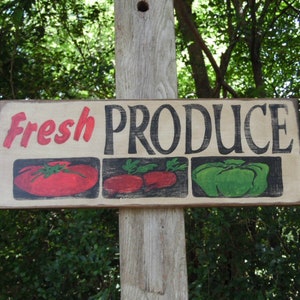 Fresh Produce Primitive Signs Rustic Fresh Produce Sign Farm | Etsy