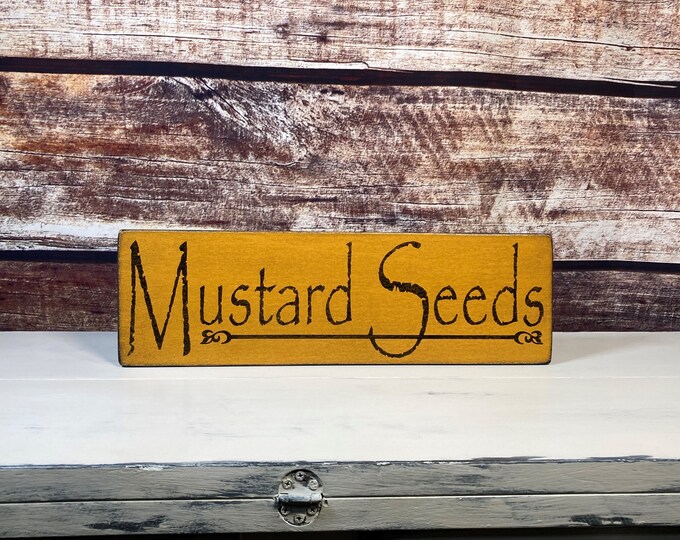 Mustard Seeds Spice Sign Primitive Sign, Rustic Spice Sign, Kitchen ...