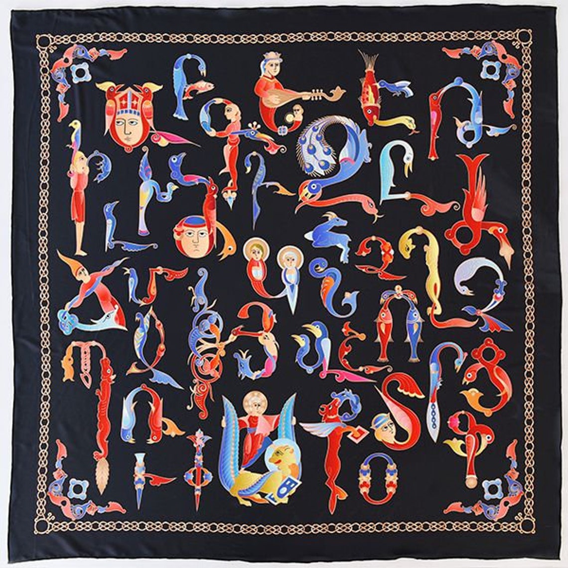 Armenian Alphabet Scarf Armenian Bird Letters Trchnakir - Etsy