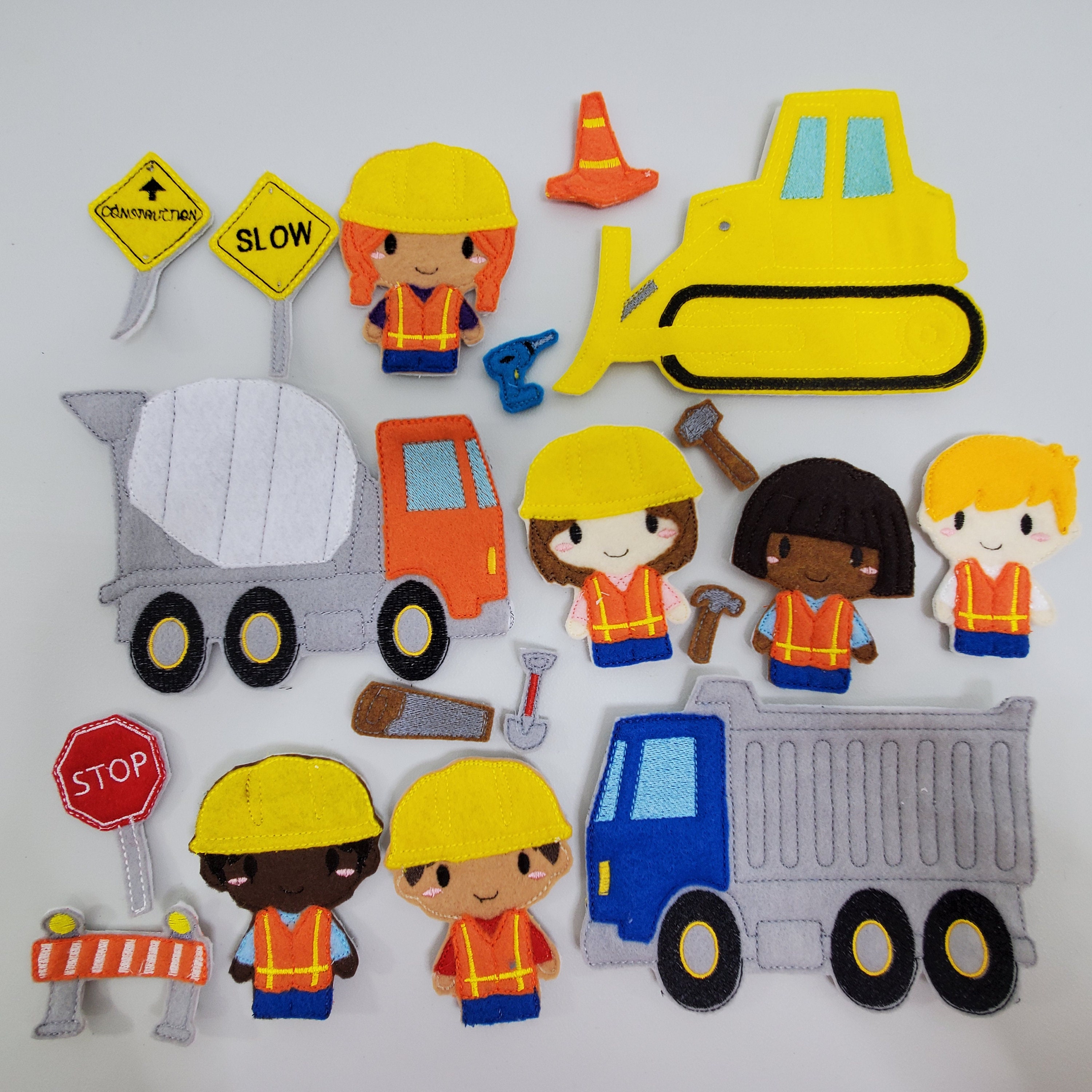 Felt Construction Finger Puppets: Trucks & Workers - Etsy