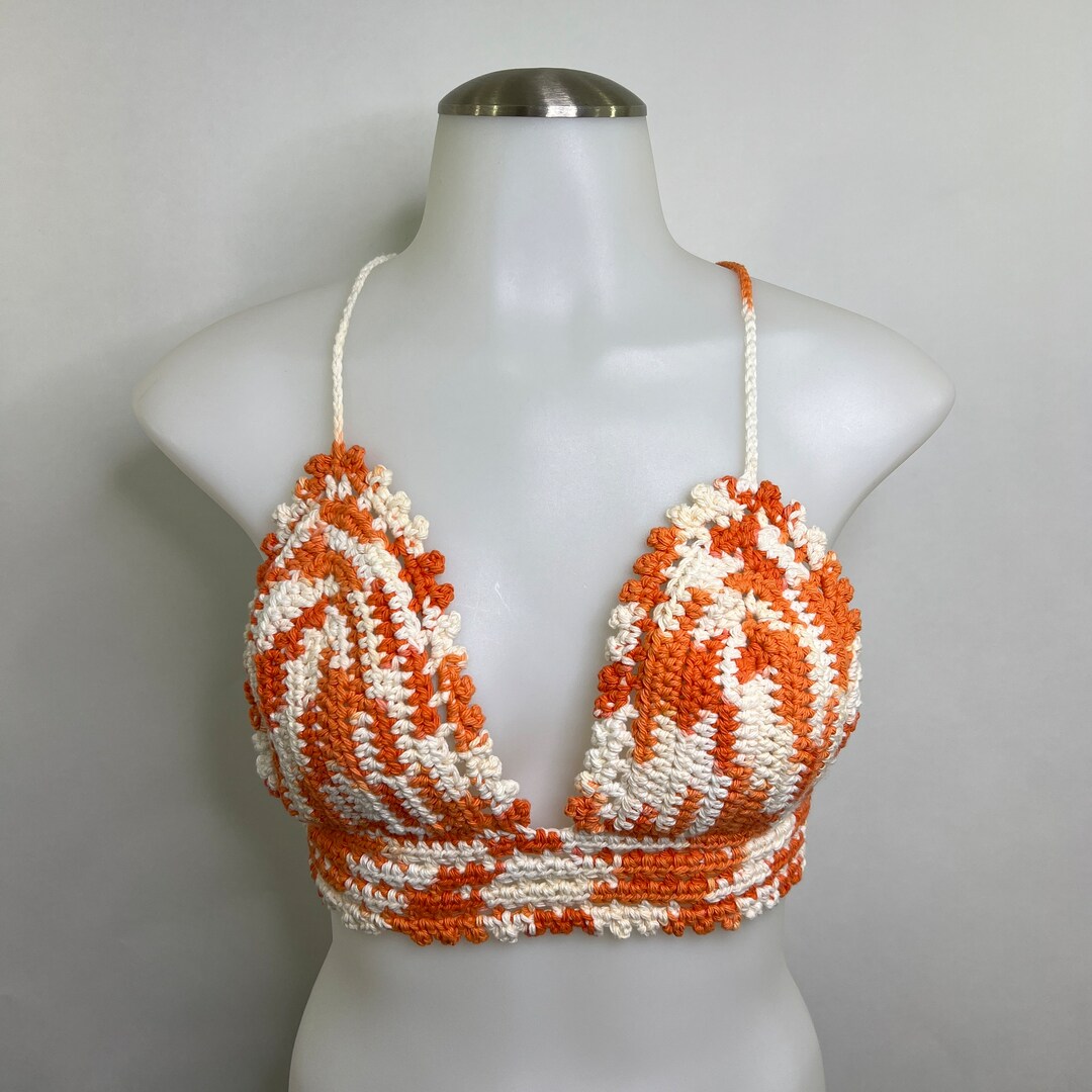Handmade Crochet Bralette Top: Boho Festival Cotton Bra - Small - Etsy