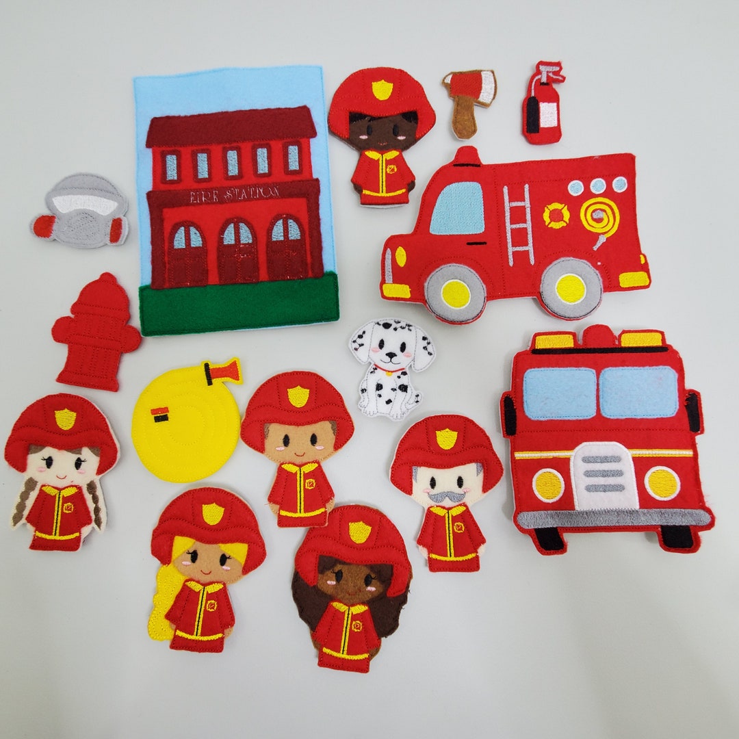Felt Firefighter Finger Puppets: Pretend Play Set - Etsy